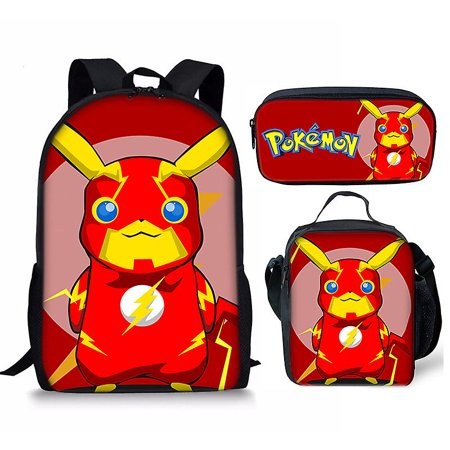 Pikachu Pokemon School Bag Cartoon Animation Student Backpack/pen Bag ...