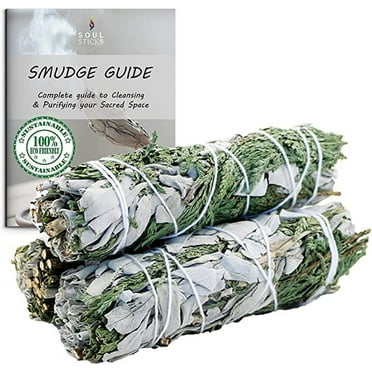 3 Pack Mixed White Sage and Blue Sage Smudge Sticks | Grown in California Smudge Bundles with ...