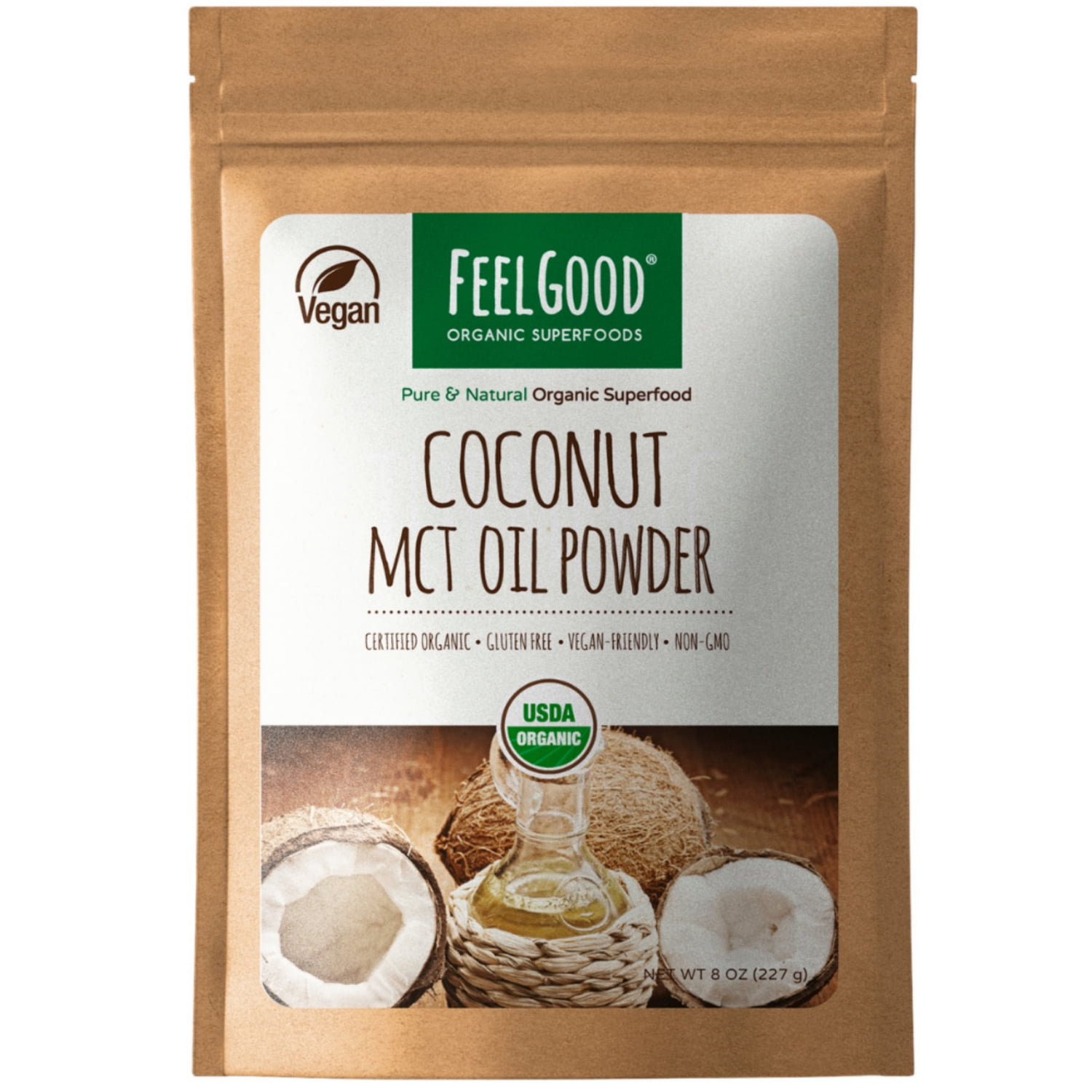 Feelgood Superfoods Organic MCT Powder, Vegan, Non-GMO, 100% Coconut ...