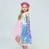 WOYY Big Girls Sparkly Sequins Shawl Cloak Glitter Cardigan Poncho Cape ...
