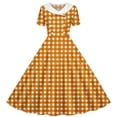 AGWOLF Womens 1950s Vintage Dress Plaid Swing Short Sleeve Dresses ...