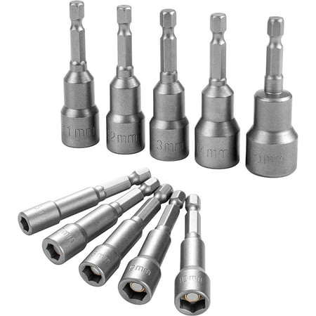 10 Pieces Magnetic Hex Socket Bit, 6-15mm Impact Driver Socket for Hand ...