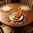 10pcs Woven Fall Leaf & Branch Patterned Round Placemat Set, Heat-Proof ...