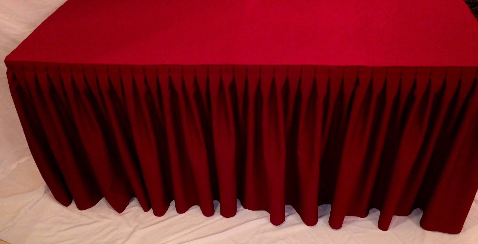 6' Fitted Polyester Double Pleated Table Skirting Cover w/Top Topper 21 ...