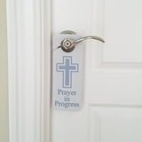 Prayer in Progress Religious Cross Plastic Door Knob Hanger Sign ...