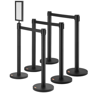 Costway 6Pcs Stanchion Posts Queue Pole Retractable Red Belt Crowd ...