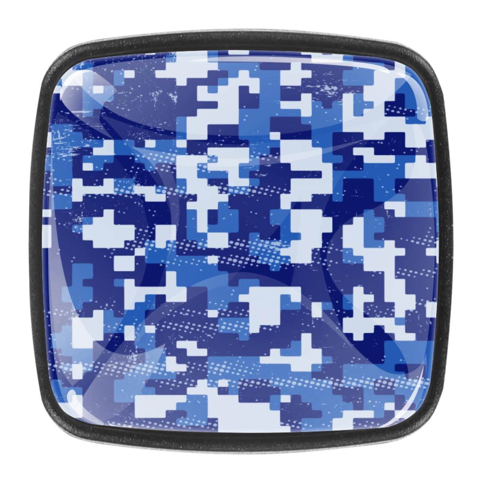 4 Pcs Square Cabinet Handle Cupboard Knob Drawer Pulls Handle Camo Blue ...