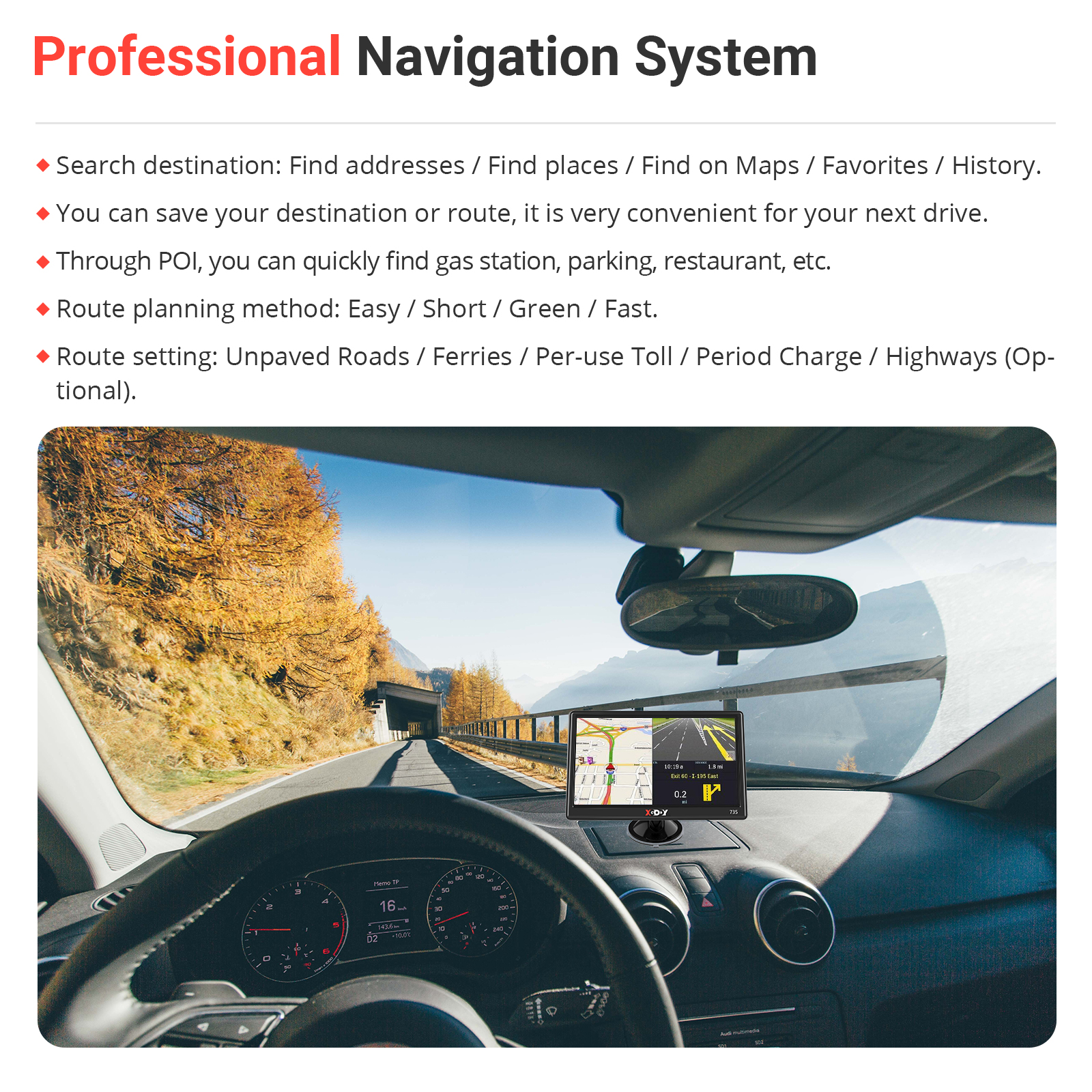 Buy XGODY Car GPS Navigation for Trucks GPS Navigator System Free Map ...