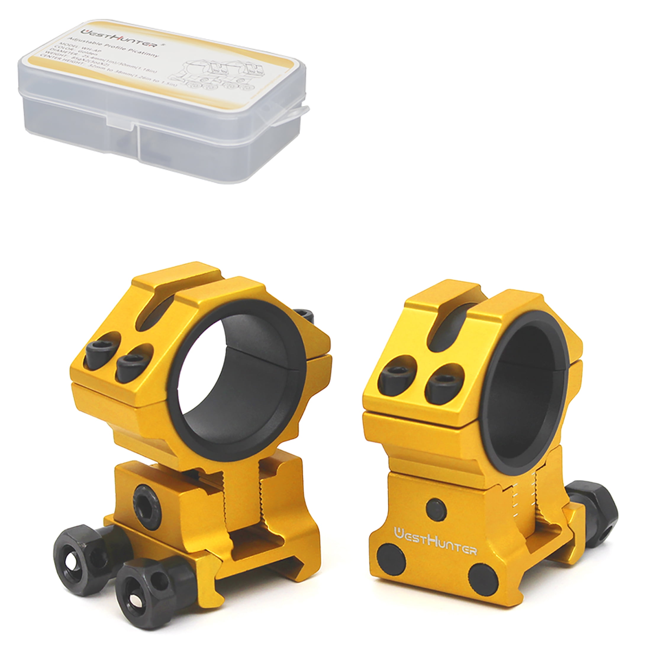 WestHunter WH201 Adjustable Height Picatinny Scope Rings, 1 Inch 30 mm ...