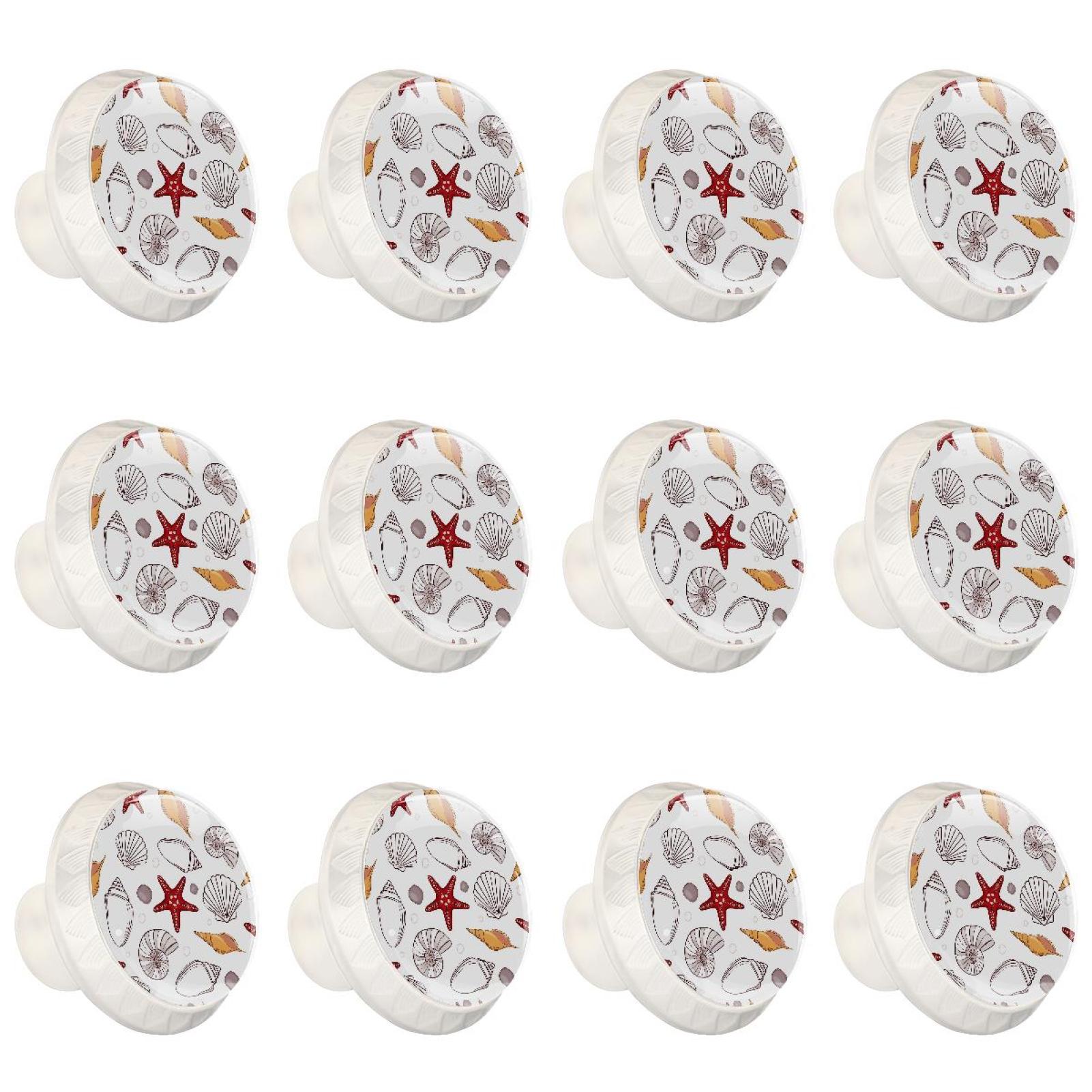 12 Pcs Starfish Knobs for Kitchen Cabinet Cupboard Dresser Bookcase Drawer Pulls Handles Round ...