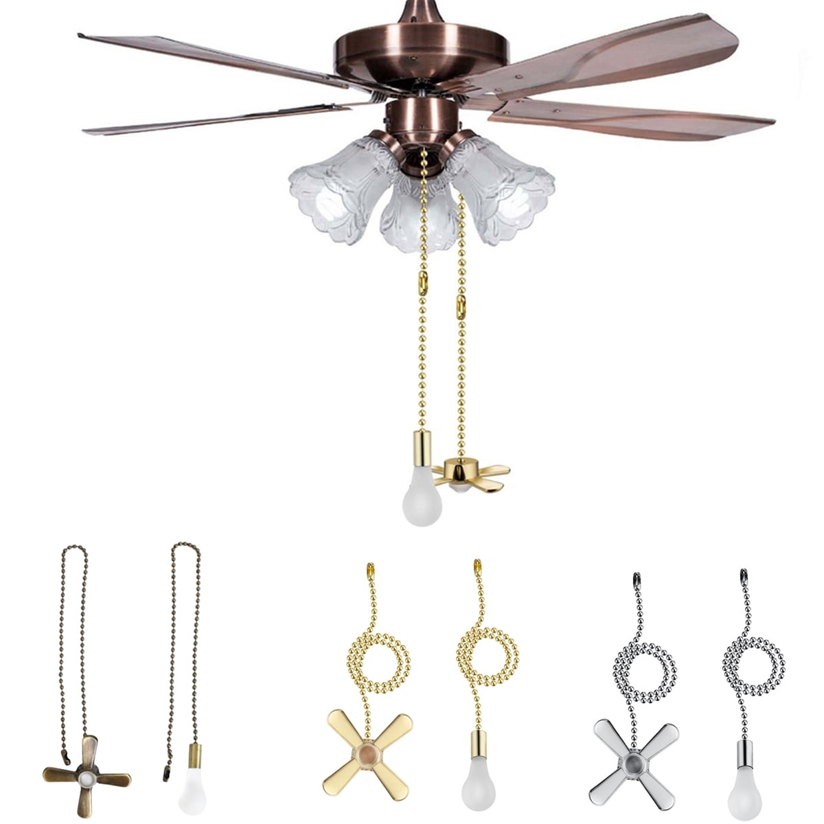 Travelwant Ceiling Fan Pull Chain Set - Fan Pull with Ball Chain ...