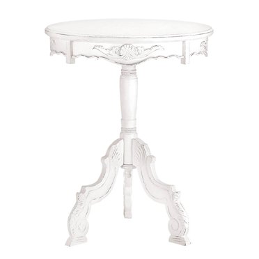 Roundhill Furniture Rene Round Wood Pedestal Side Table, White ...
