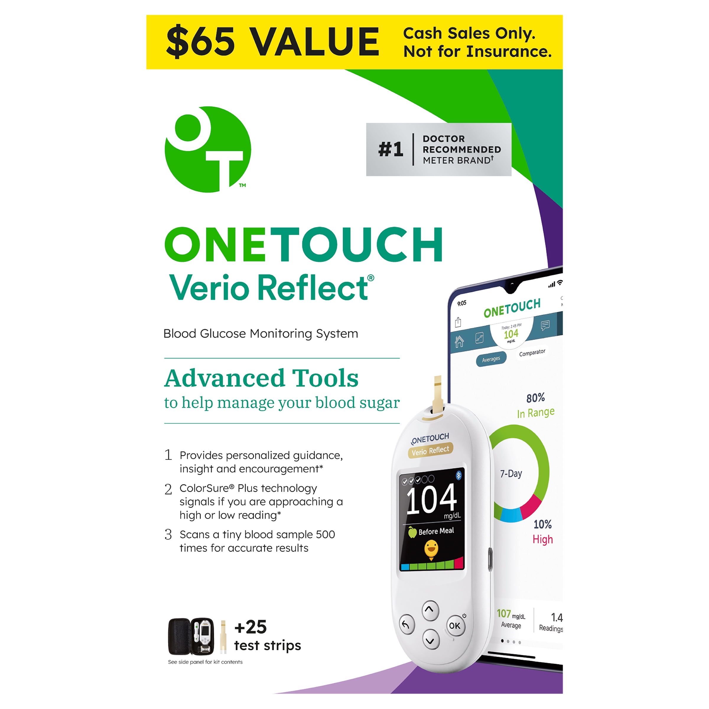 OneTouch Verio Reflect Glucose Monitor Value Pack Philippines | Ubuy