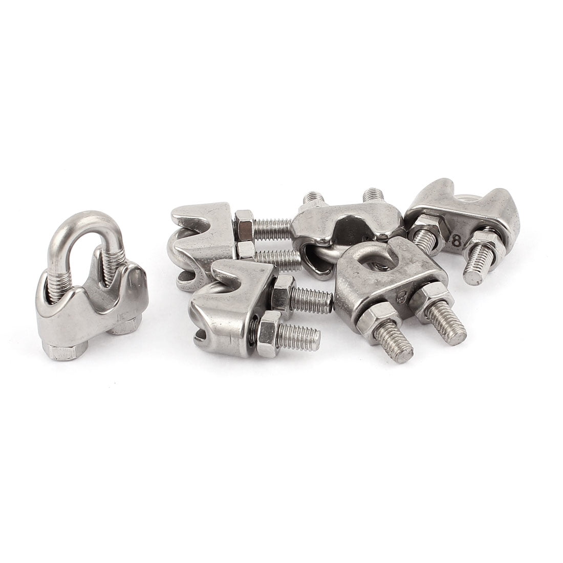 8mm 5/16" Stainless Steel Wire Rope Cable Clamp Clips 6pcs - Walmart.com
