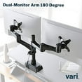Vari Dual-Monitor Arm 180 Degree - Black Monitor Mount w/ 180 Degree ...