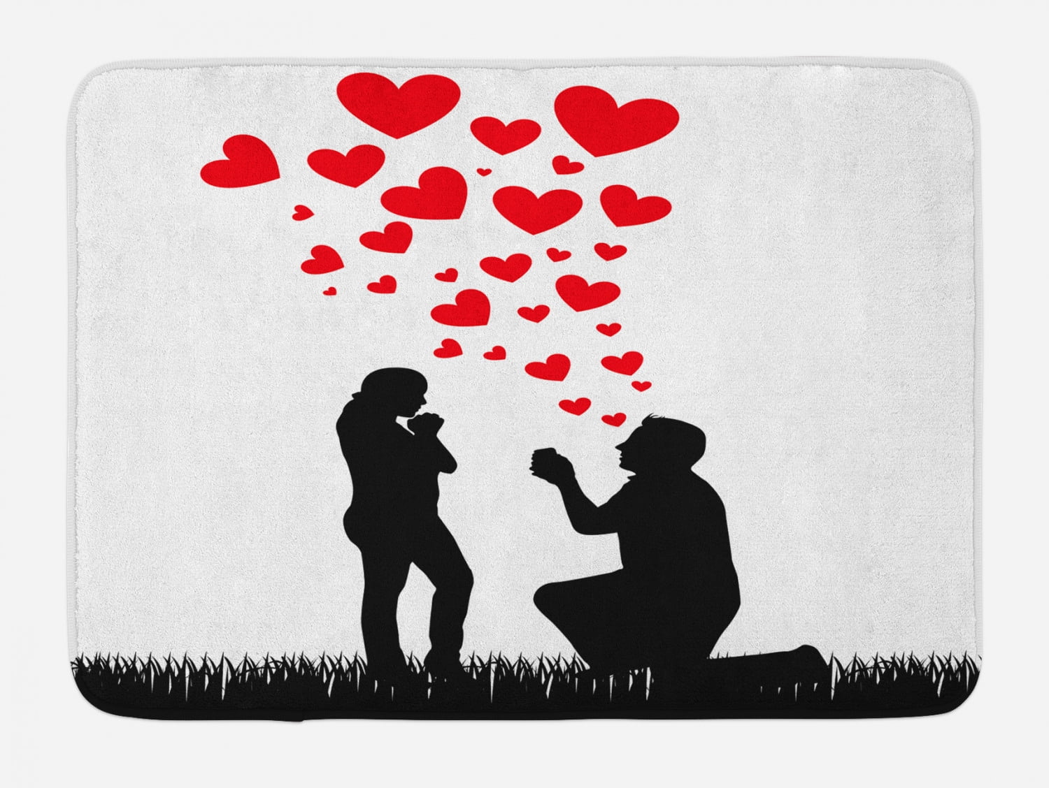Engagement Party Bath Mat, Wedding Proposal of Romantic Couple with ...