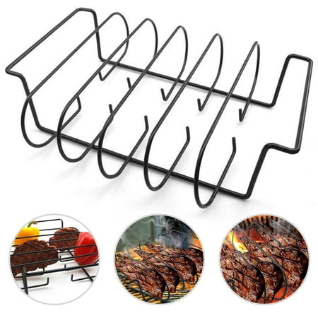 QualitChoice Rib Rack for Grilling Non-Stick Metal Barbecue Tools Steak ...