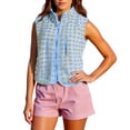 Aellinatey Womens Checkered Vest Sleeveless Winter Fleece Neck Zip Up ...