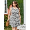 SHOWMALL Plus Size 3X Summer Dress, Grey Sakura, Sleeveless Crewneck ...