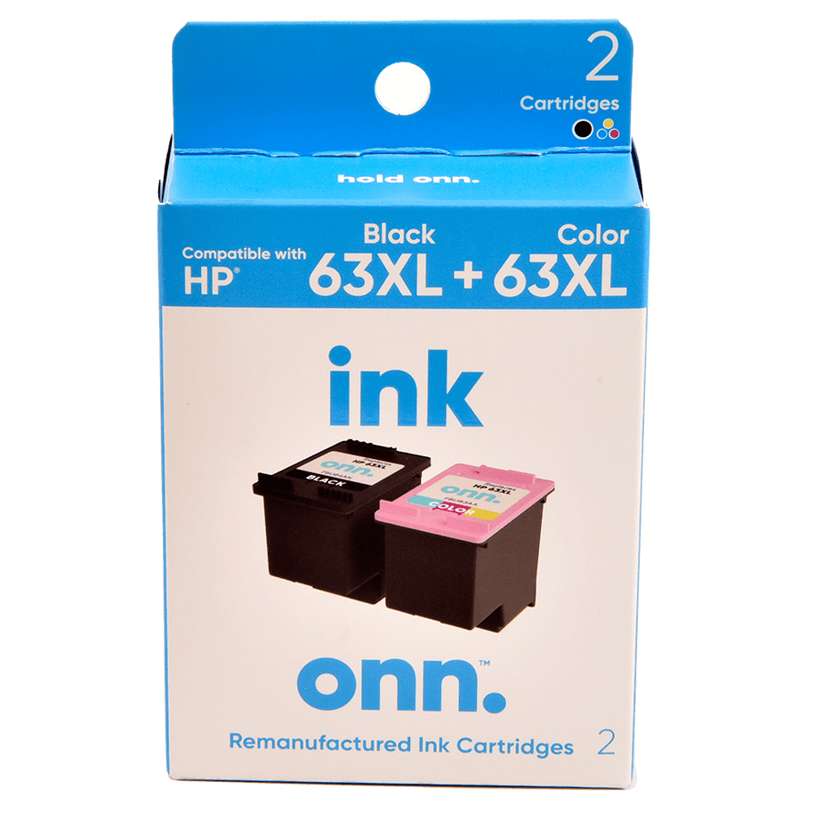 onn. Remanufactured Ink Cartridge, HP 63XL Black, 63XL Tri-Color, 2 ...