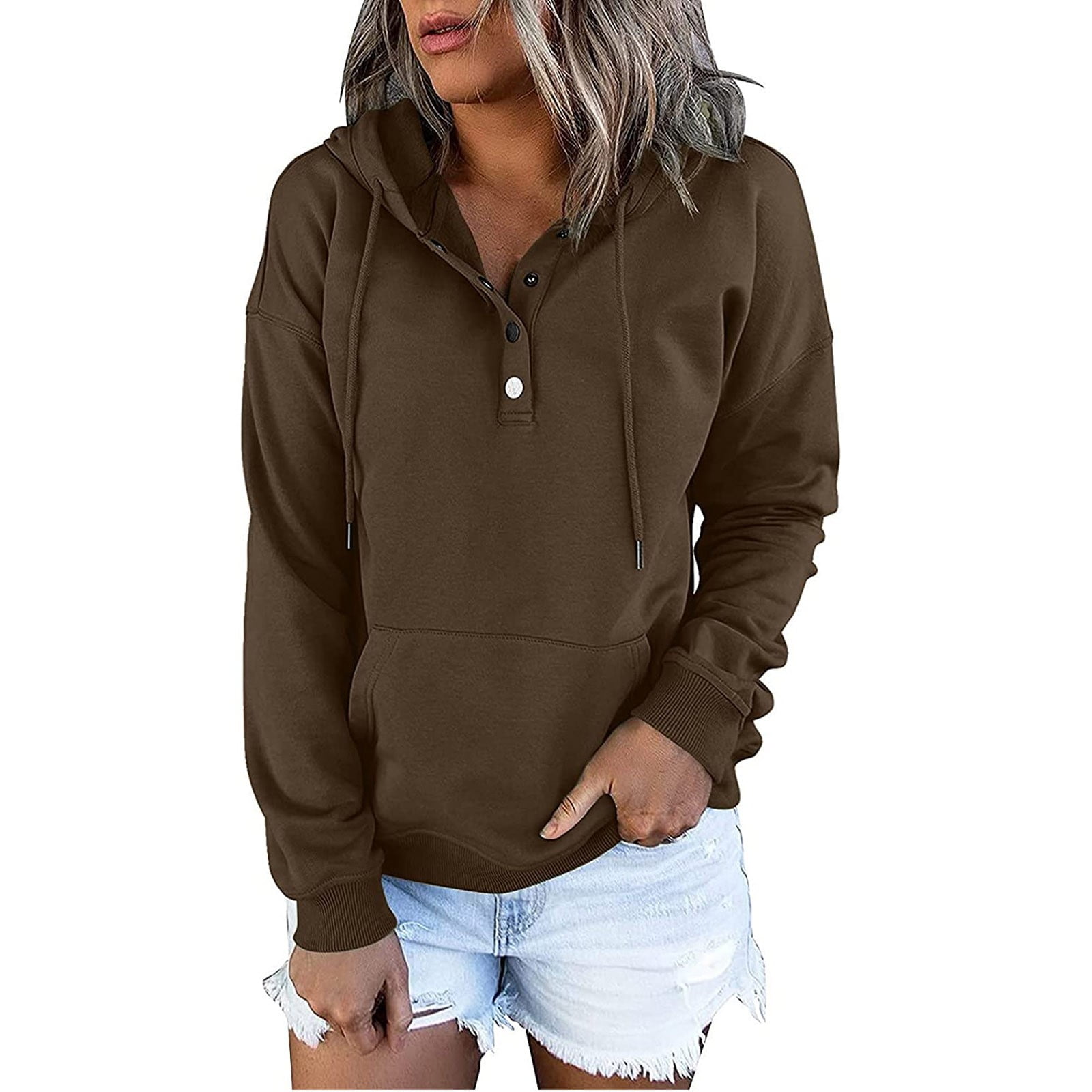 Click here for Fridja Womens Hooded Solid Color Long-Sleeved Swea... prices
