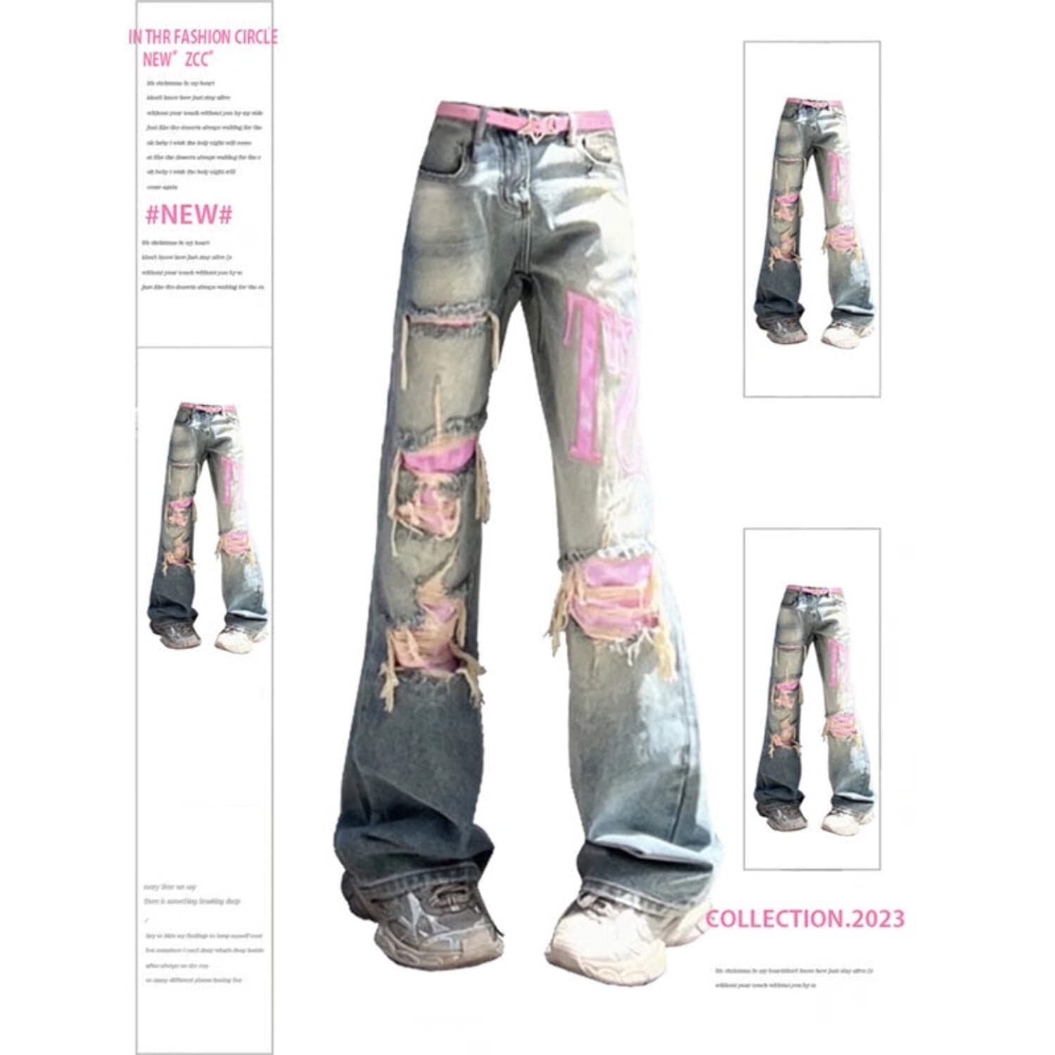 Women's Vintage Blue Ripped Jeans Baggy Denim Trousers 2000s Women's Vintage Blue Ripped Jeans Baggy Denim Trousers 2000s