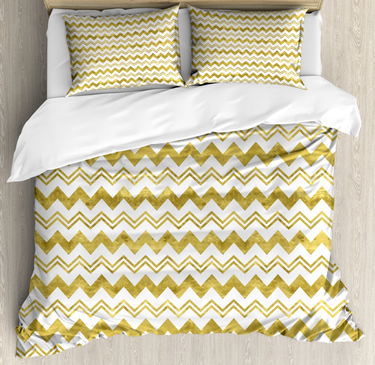 Geometric Queen Size Duvet Cover Set, Horizontally Echeloned Design ...