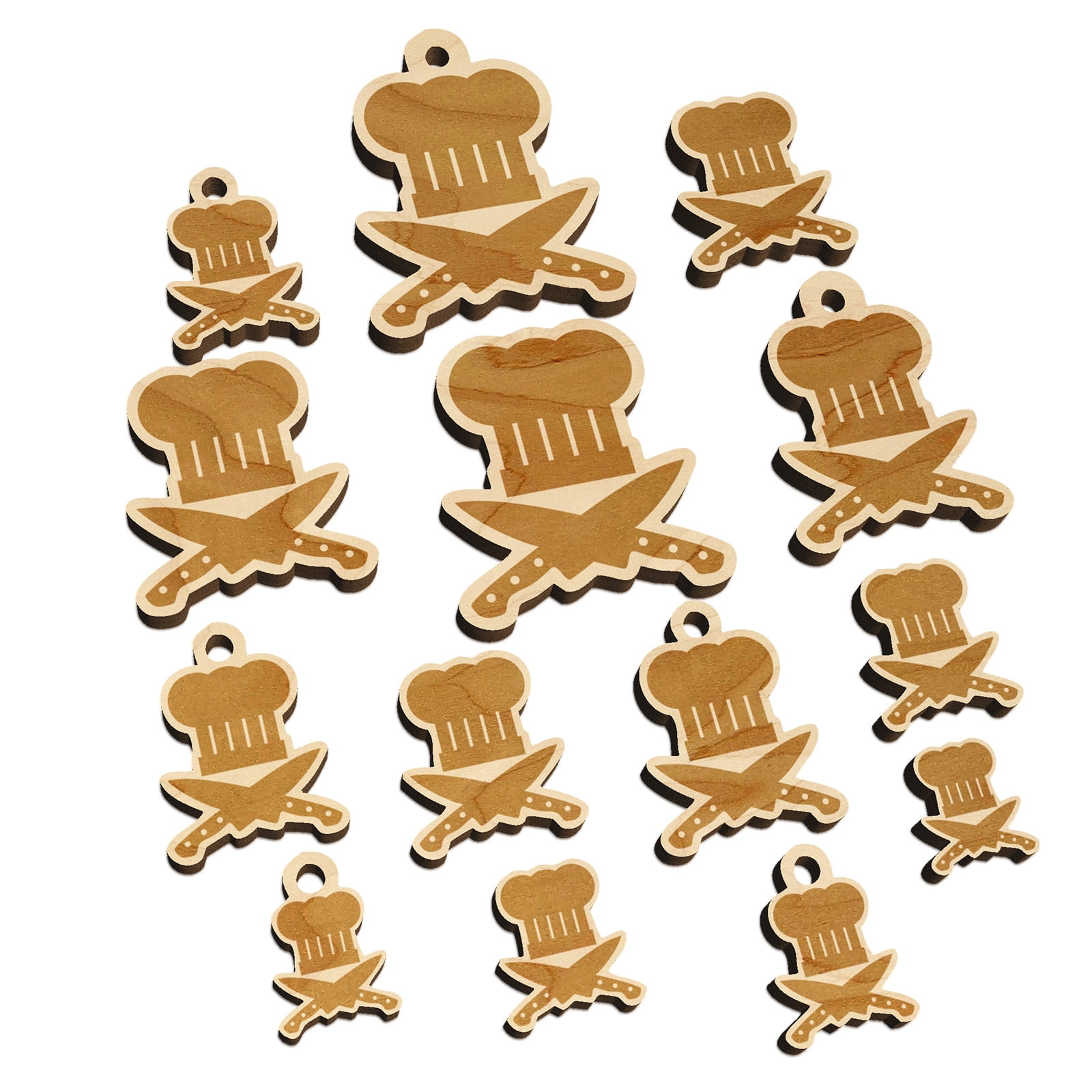 Chef Knife and Hat for Cooking Wood Mini Charms Shapes DIY Craft ...