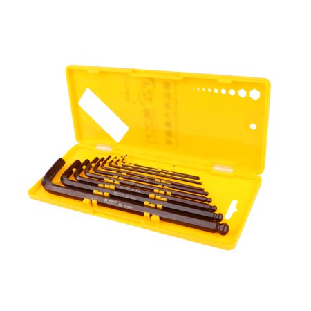 9 Piece Metric Key Allen Wrench Long Short Arm XL Arm Ball End Black ...