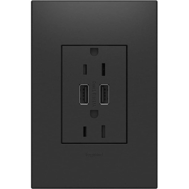 Legrand adorne Dual-USB Plus-Size Multi-Outlet Combo with Matching Wall ...