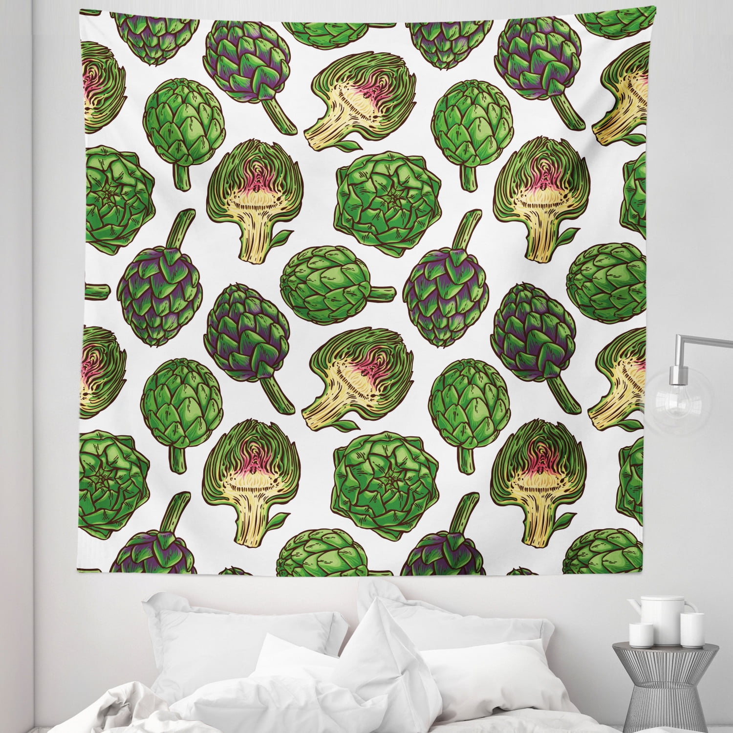 Artichoke Tapestry, Hand Drawn Healthy Foods in Various Forms Organic ...