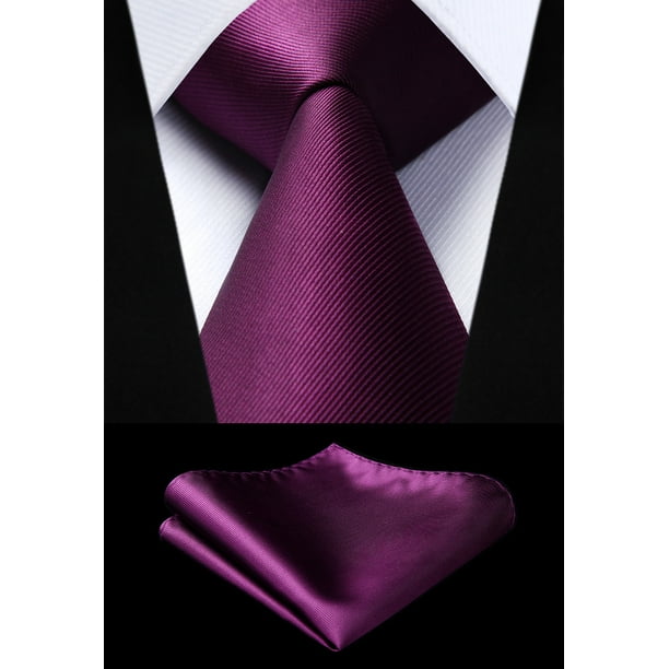 HISDERN Solid Color Ties for Men Business Tie and Pocket Square Set ...