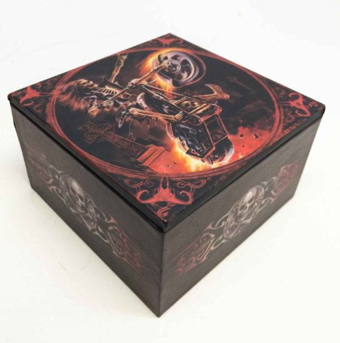 FIERY SKELETON GHOST HELL RIDER JEWELRY MIRROR BOX BY ANNE STOKES ...