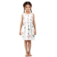 Pink Bows Small Flowers Green Leaves Sleeveless Dress A-Line One-Piece ...