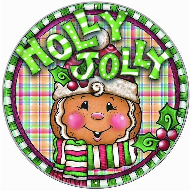 Round Metal Tin Signs Holly Jolly , Sign, Holly, Decoration Metal Signs ...
