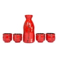 Japanese 12oz Ceramic Red Calligraphy of Fortune Sake Set Flask With ...