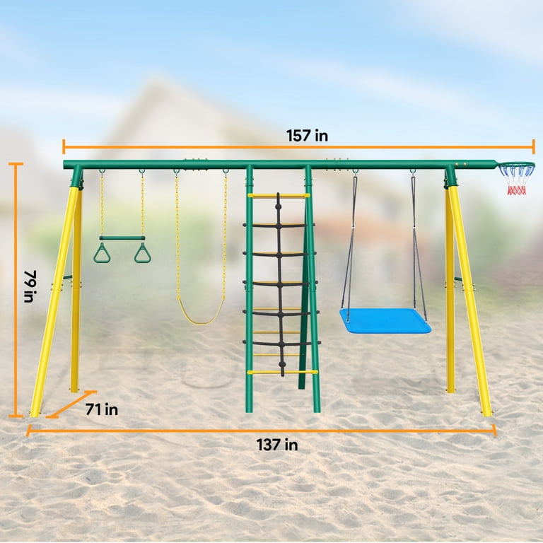 Metal Swing Sets With Monkey Bars Rebo Halley Green Swings W/ Monkey