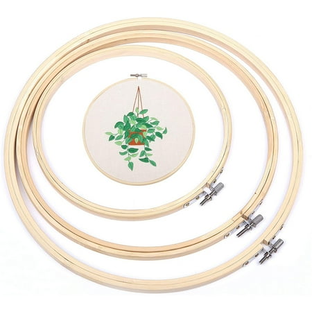 WOWOSS 6 Pieces Embroidery Hoop Frame Set Wooden Bamboo Hoop Ring ...
