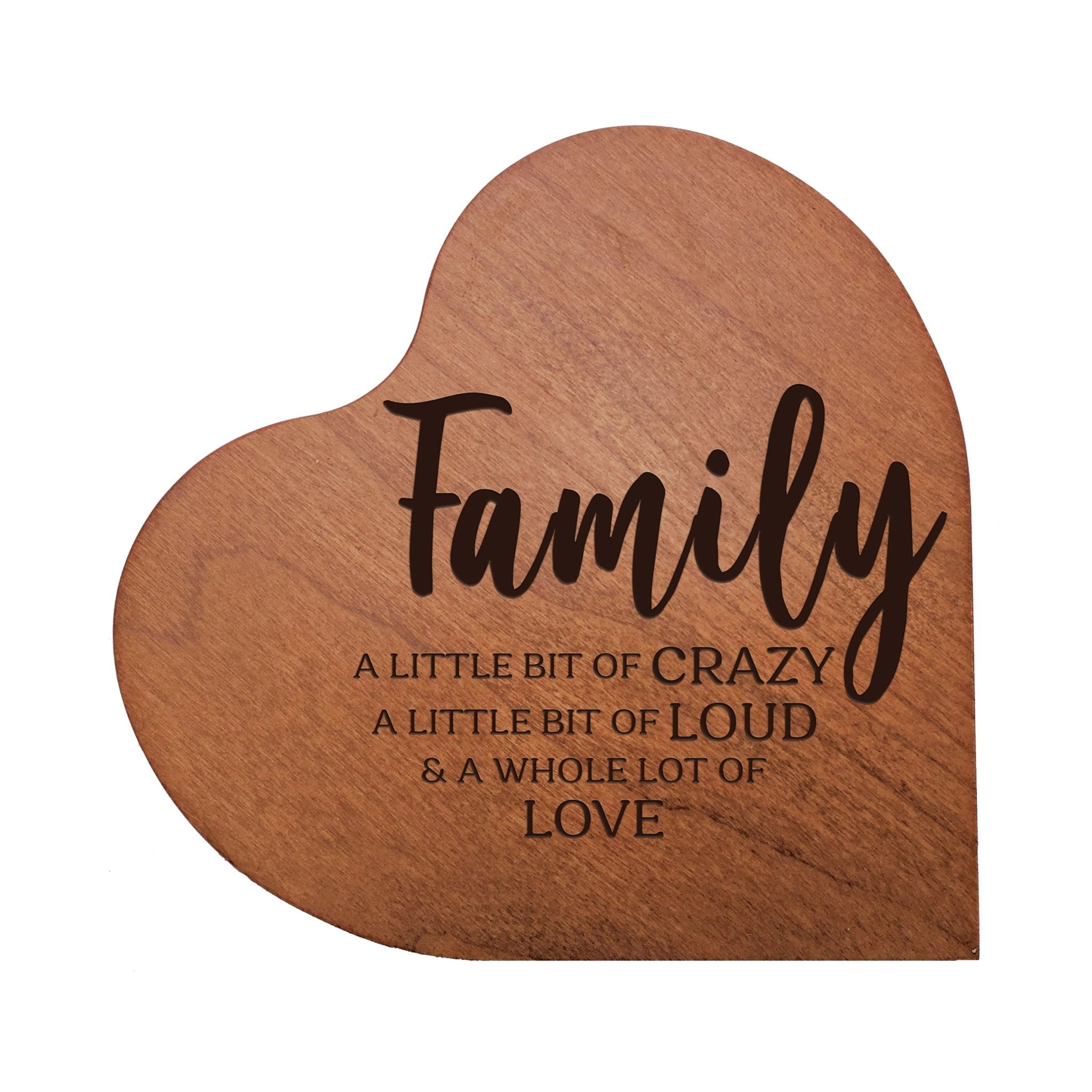 Engraved Wooden Heart Block 5” x 5.25” x 0.75”- Family - Walmart.com