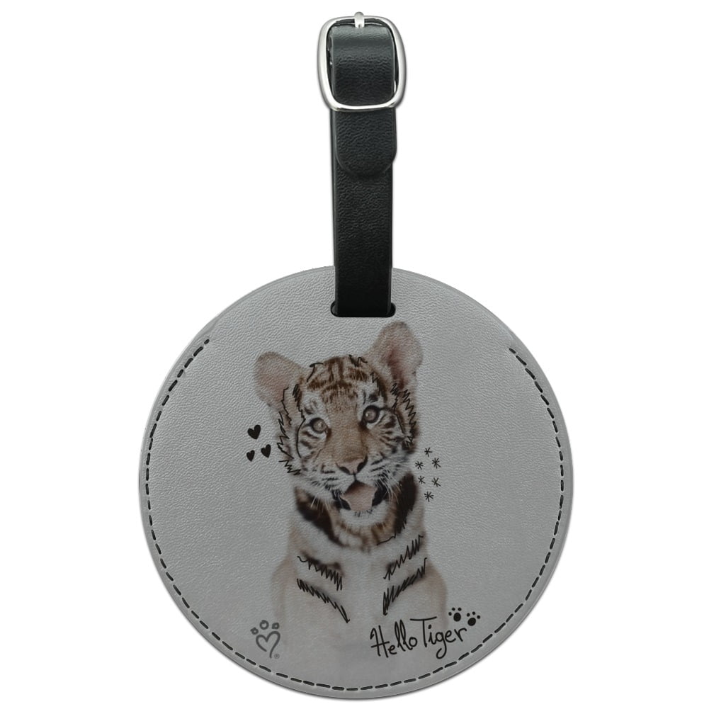 Hello Tiger Cub Jungle Kitten Cat Round Leather Luggage Card Suitcase ...