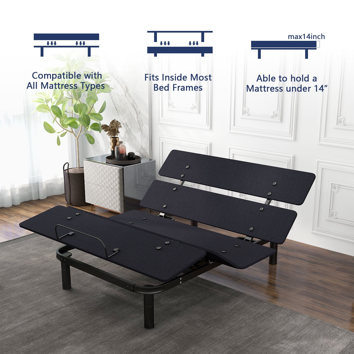 Buy Smiaoer Adjustable Bed Base Frame Smart Electric Beds Foundation ...