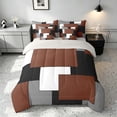 Manfei Earthy Geometric Queen Bedding, Abstract Plaid Bedding Comforter ...