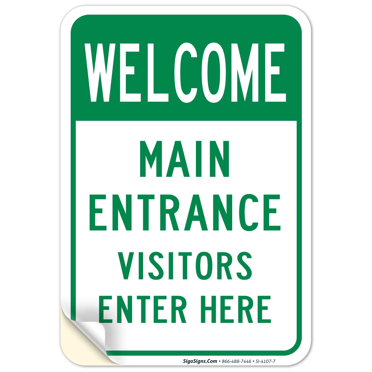 Main Entrance Visitors Welcome Sign, 10x7 Vinyl Sticker - Walmart.com