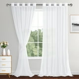 XWZO White Sheer Curtains, 72 Inch Length 2 Panels Set with Tiebacks, Grommet Semi Transparent ...
