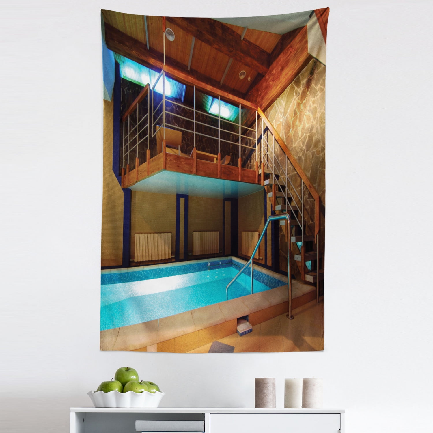 Holdiay Tapestry, Swimming Pool Photography with Stairs Exotic Vacation ...
