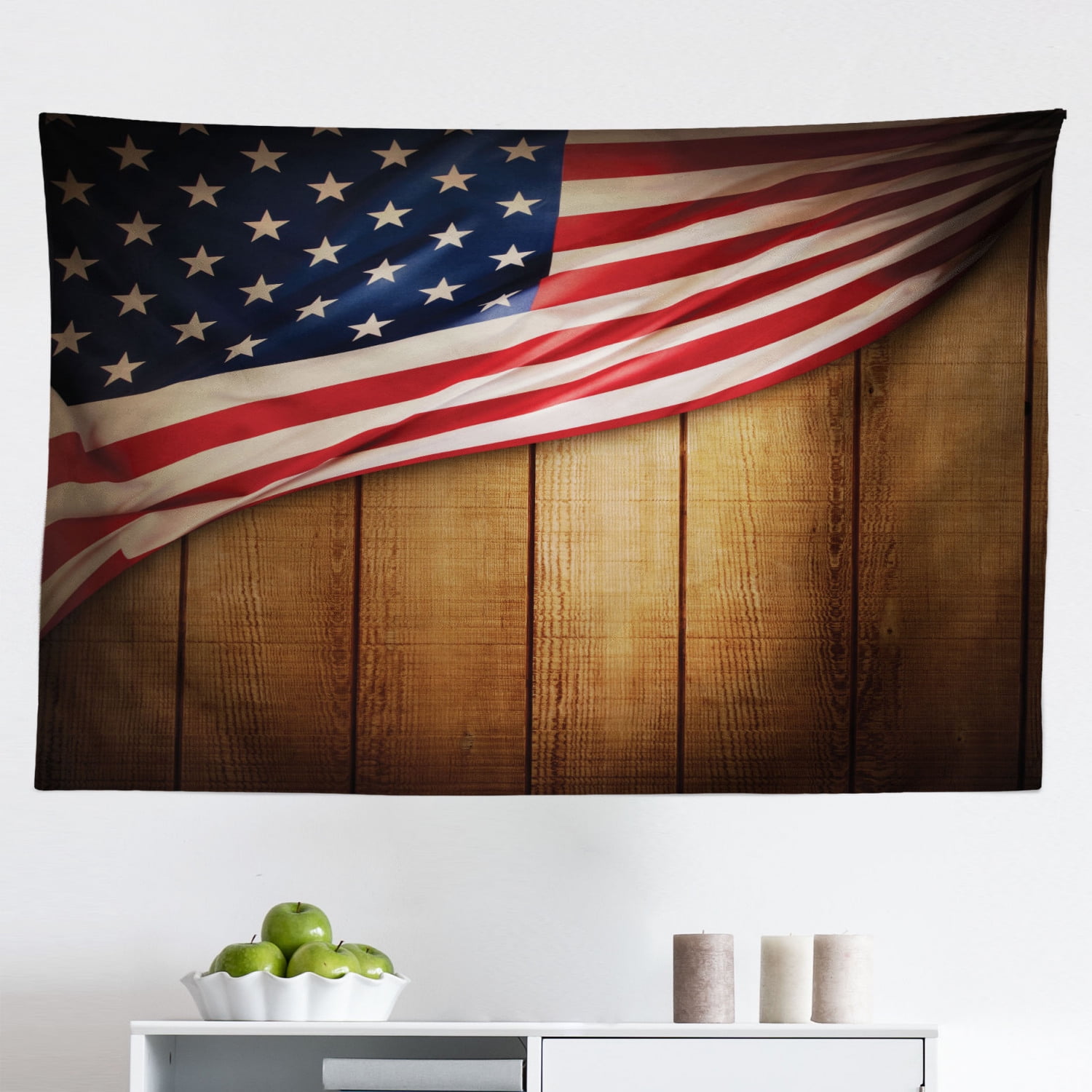 American Flag Tapestry, Royalty Flag Textured US Backdrop on Damaged ...