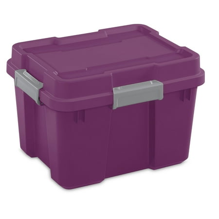Sterilite 20 Gal Plastic Storage Container Box & Lid, Purple/Gray (12 ...