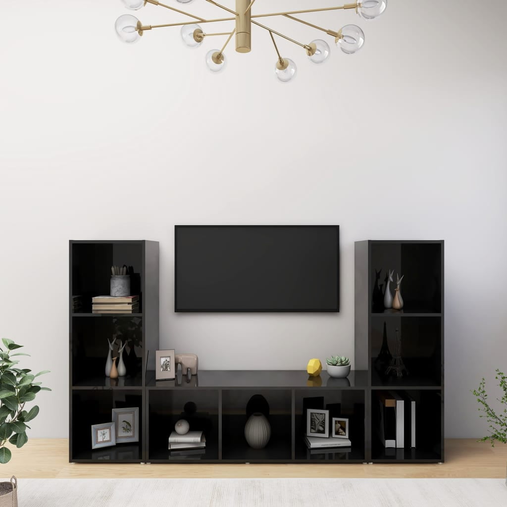 vidaXL 3x TV Cabinet Chipboard Plasma Cabinet TV Stand Furniture Multi ...