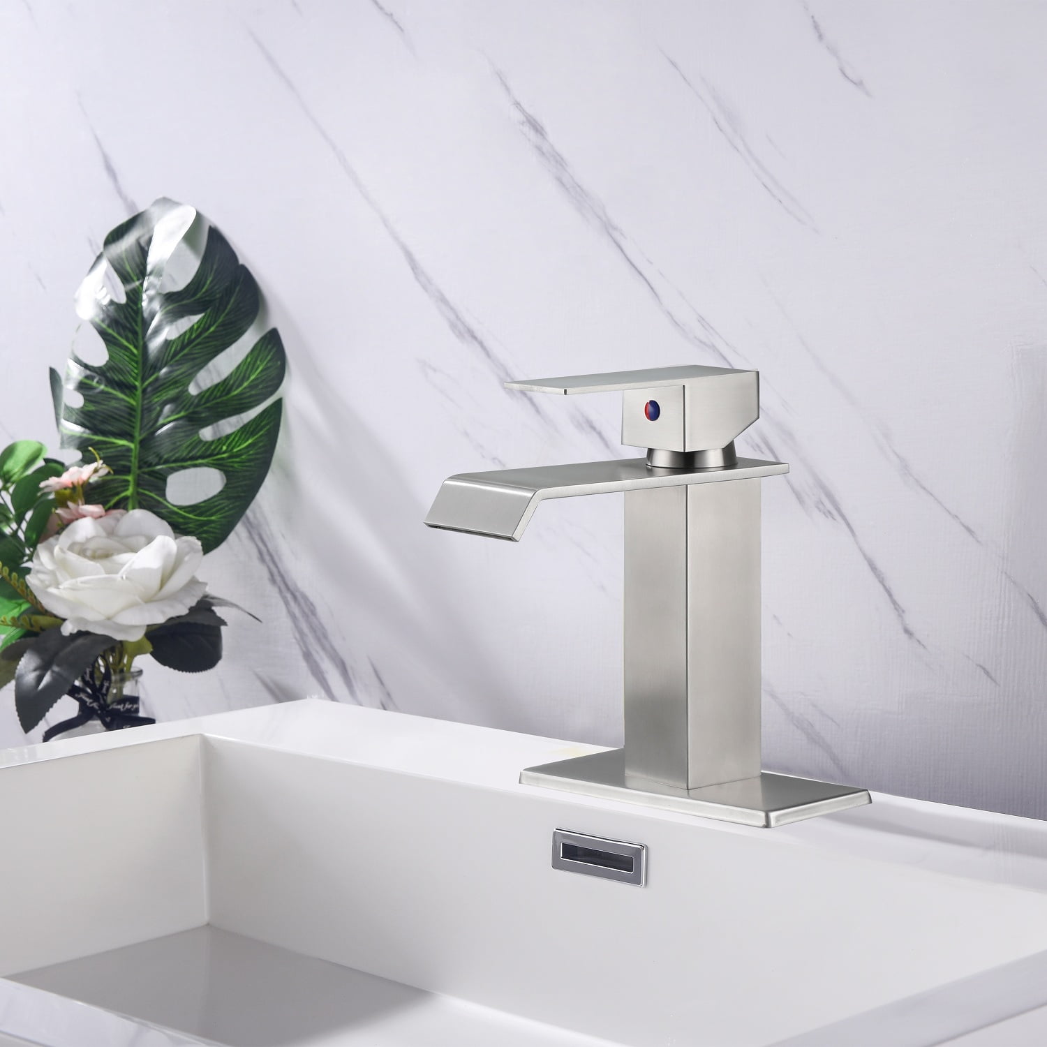 CoSoTower Waterfall Spout Bathroom Faucet,Single Handle Bathroom Vanity ...