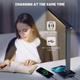 Yamyone LED Desk Lamp with Wireless Charger, Clock, Alarm, Dual Night ...